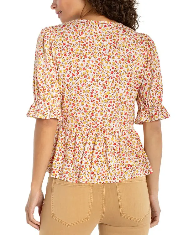 LIVERPOOL Floral Square Neck Peplum Top