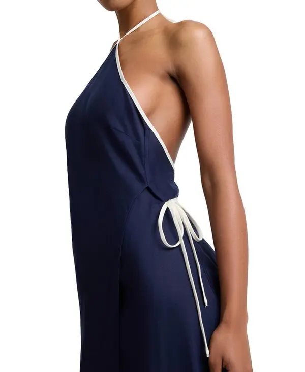 Onia Halter Neck Wrap Maxi Dress With Slit