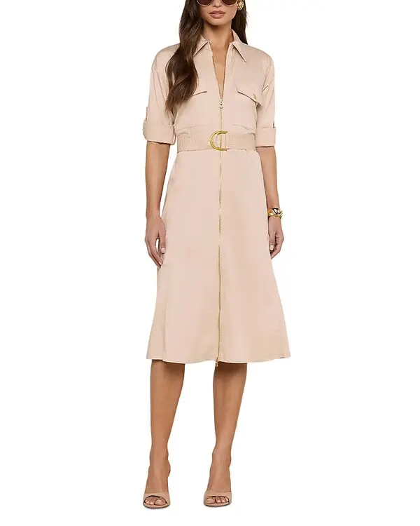 L'Agence Callen Midi Shirtdress - Biscuit