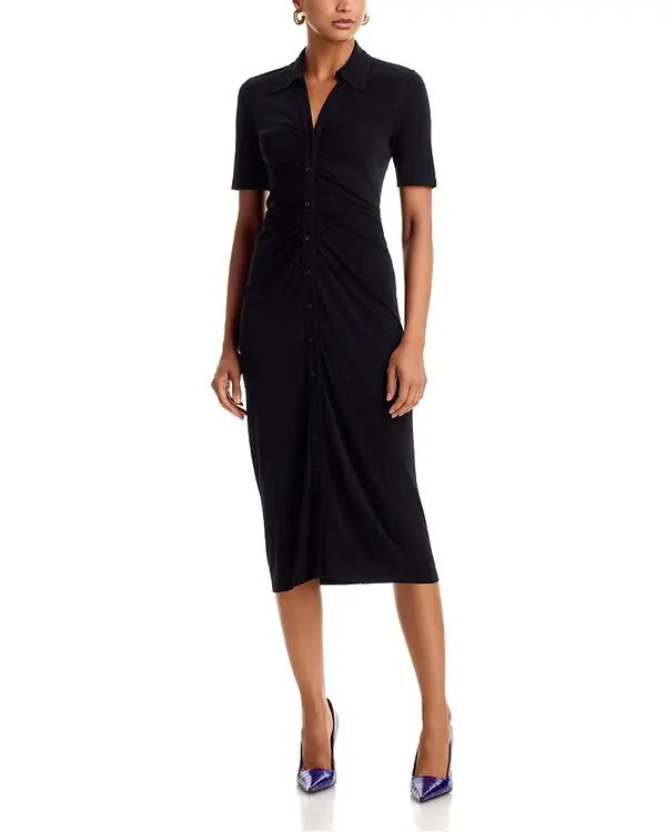 Diane Von Furstenberg Andie Ruched Slit Dress - Black