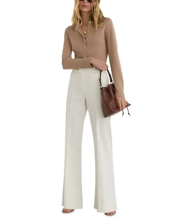 REISS Alina Knit Top With Button Detailing