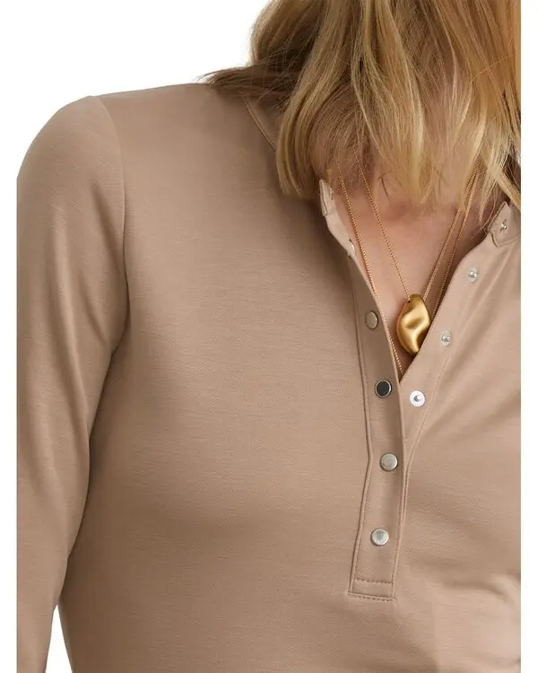 REISS Alina Knit Top With Button Detailing