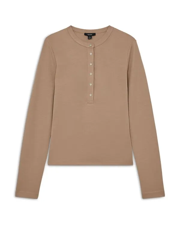 REISS Alina Knit Top With Button Detailing