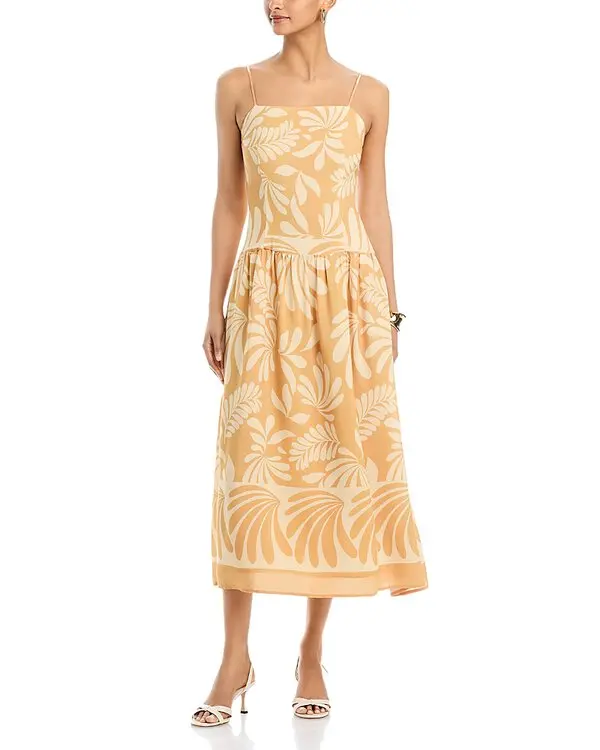 A.REN Acacia Floral Midi Dress - Camel