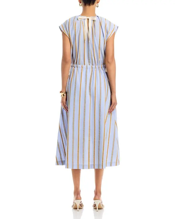 A.REN Bryce Short Sleeve Midi Dress With Striped Print