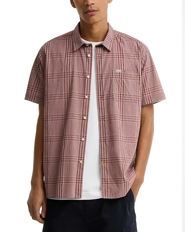 Barbour Carrock Seersucker Check Summer Shirt - Burnt Pepper