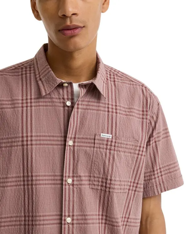 Barbour Carrock Seersucker Check Summer Shirt - Burnt Pepper