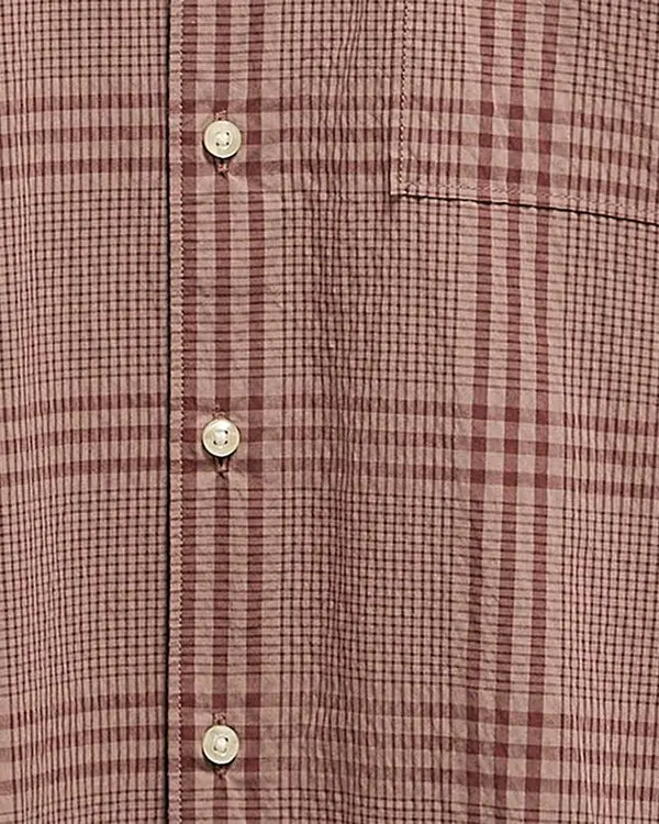 Barbour Carrock Seersucker Check Summer Shirt - Burnt Pepper