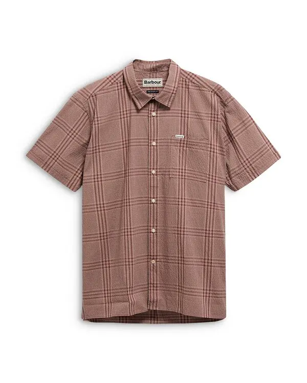 Barbour Carrock Seersucker Check Summer Shirt - Burnt Pepper