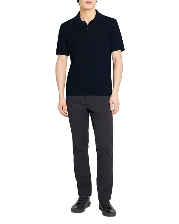 Theory Short Sleeve Cable Knit Polo In Tactile Cotton - Baltic