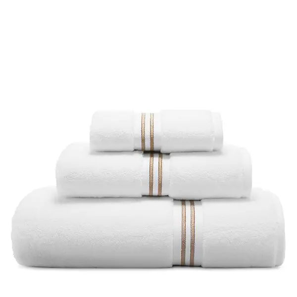 HUDSON PARK COLLECTION Turkish Border Tub Mat Towel - Champagne