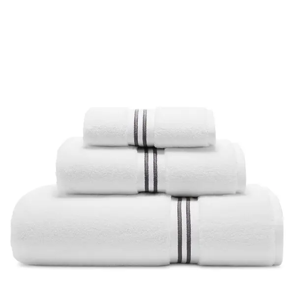 HUDSON PARK COLLECTION Turkish Border Tub Mat Towel - Charcoal