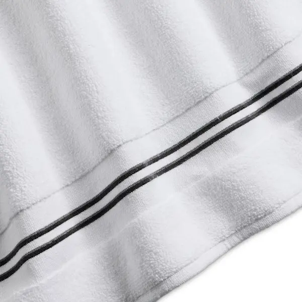 HUDSON PARK COLLECTION Turkish Border Tub Mat Towel - Charcoal