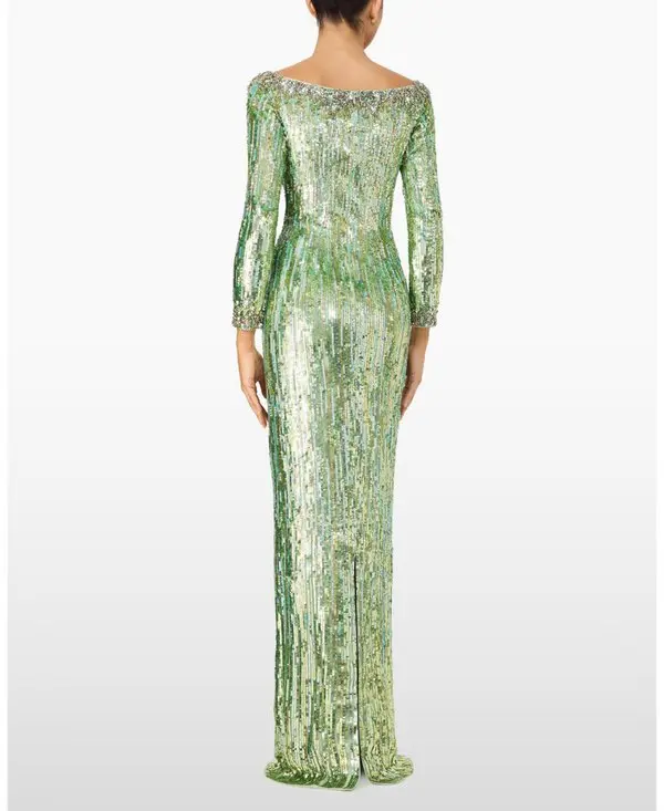 Jenny Packham Marnie Sequin Embellished Maxi Gown - Green Opal