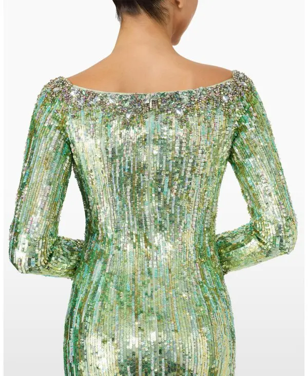 Jenny Packham Marnie Sequin Embellished Maxi Gown - Green Opal