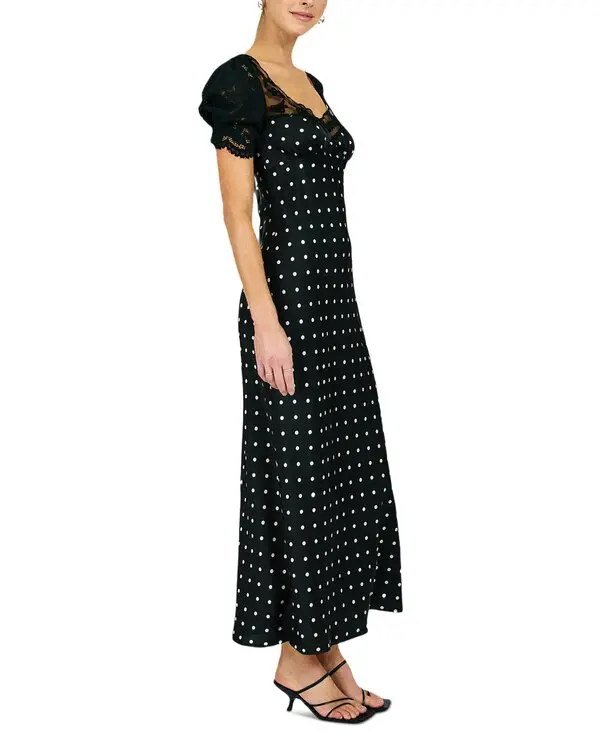Line & Dot Sophie Maxi Dress With Lace Trim And Polka Dot Print