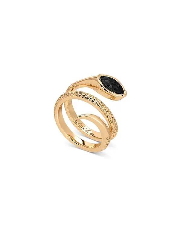 Ettika Marquise Cubic Zirconia Coiled Snake Ring - Black