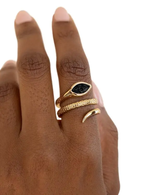 Ettika Marquise Cubic Zirconia Coiled Snake Ring