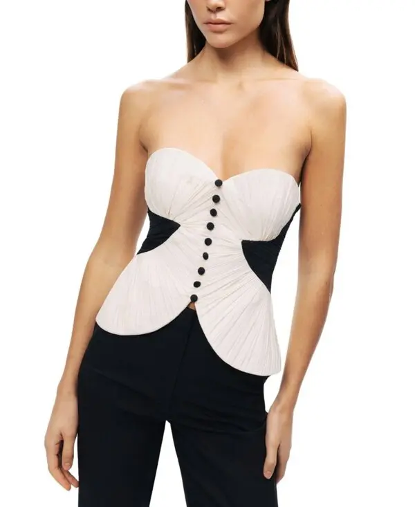 NOCTURNE Structured Strapless Contrast Bustier Top