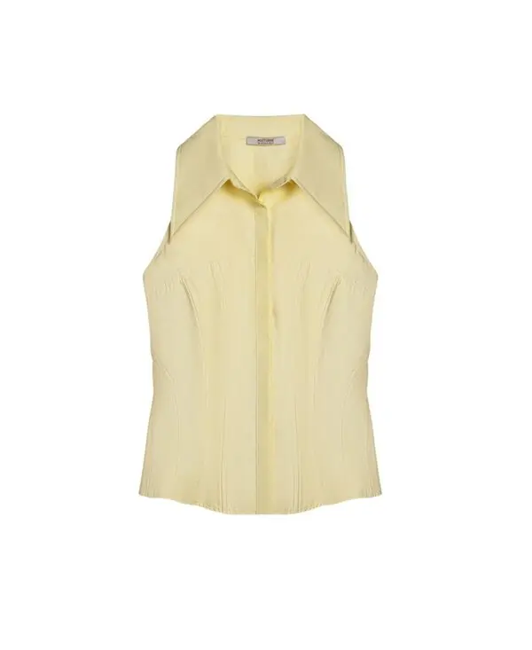 NOCTURNE Sleeveless Sculpted Shirt - Yellow