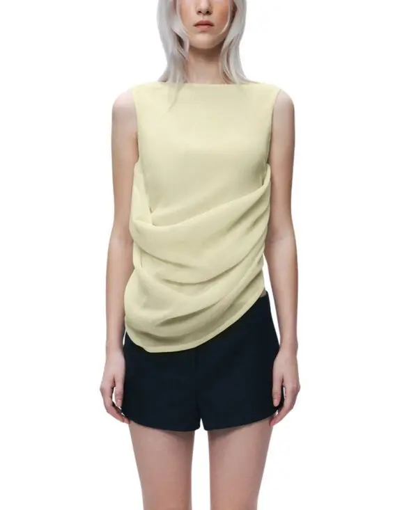 NOCTURNE Draped Sleeveless Blouse - Yellow