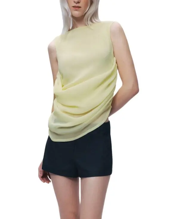 NOCTURNE Draped Sleeveless Blouse - Yellow