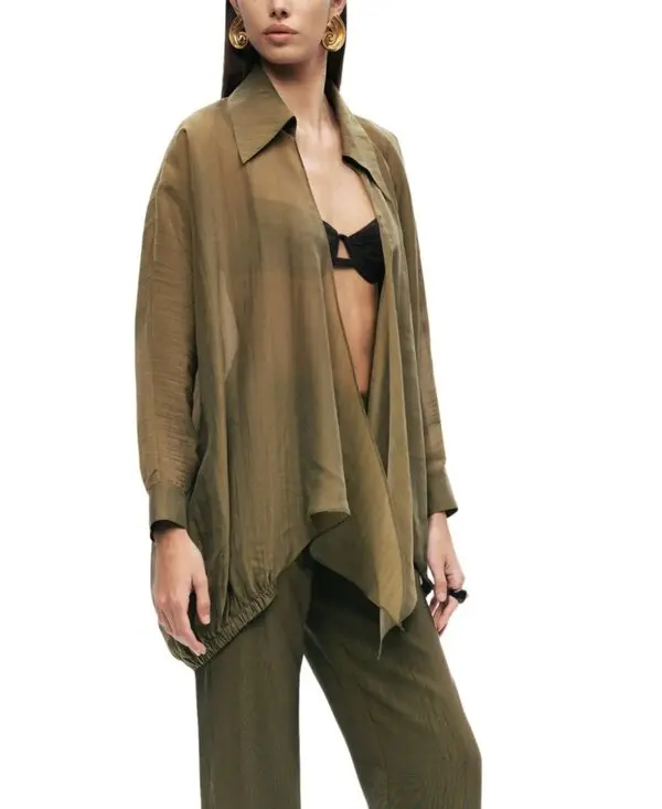 NOCTURNE Fluid Open-front Shirt - Khaki