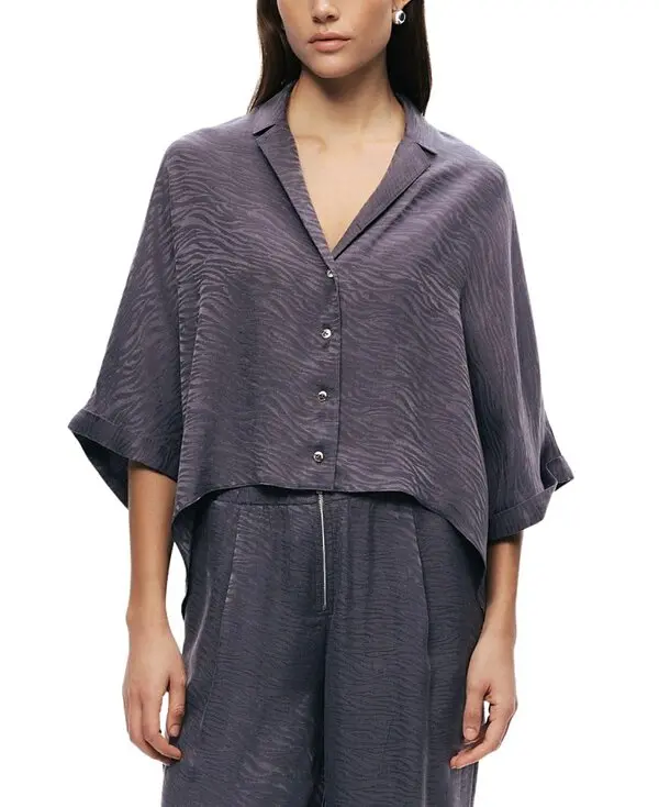 NOCTURNE Relaxed Short-sleeve Textured Shirt - Anthracite