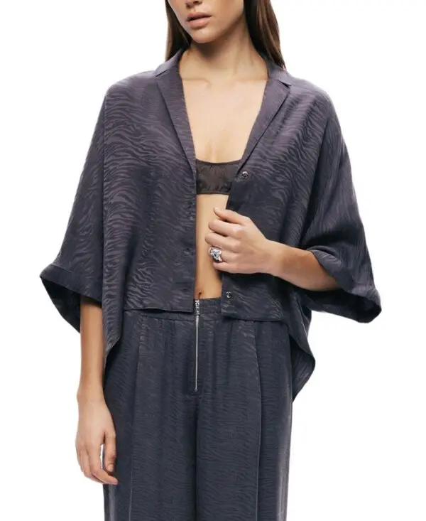 NOCTURNE Relaxed Short-sleeve Textured Shirt - Anthracite