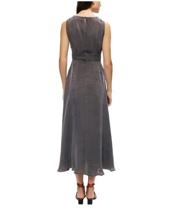 NOCTURNE V-neck Sleeveless Midi Dress - Anthracite