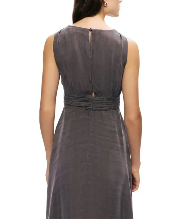 NOCTURNE V-neck Sleeveless Midi Dress - Anthracite