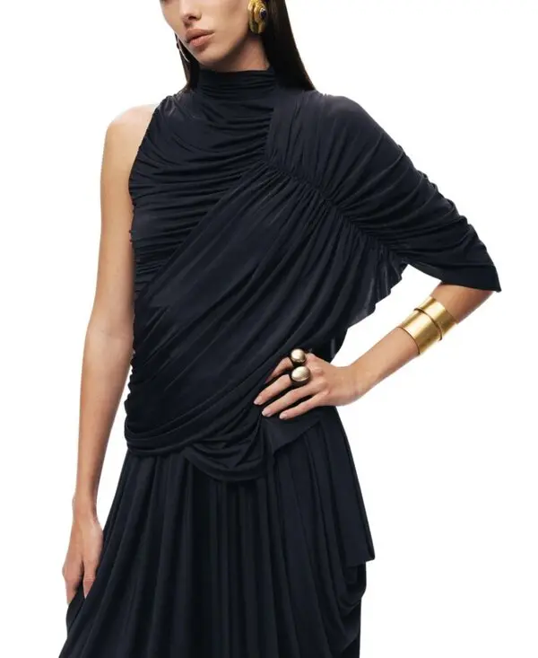 NOCTURNE Asymmetric Draped Blouse