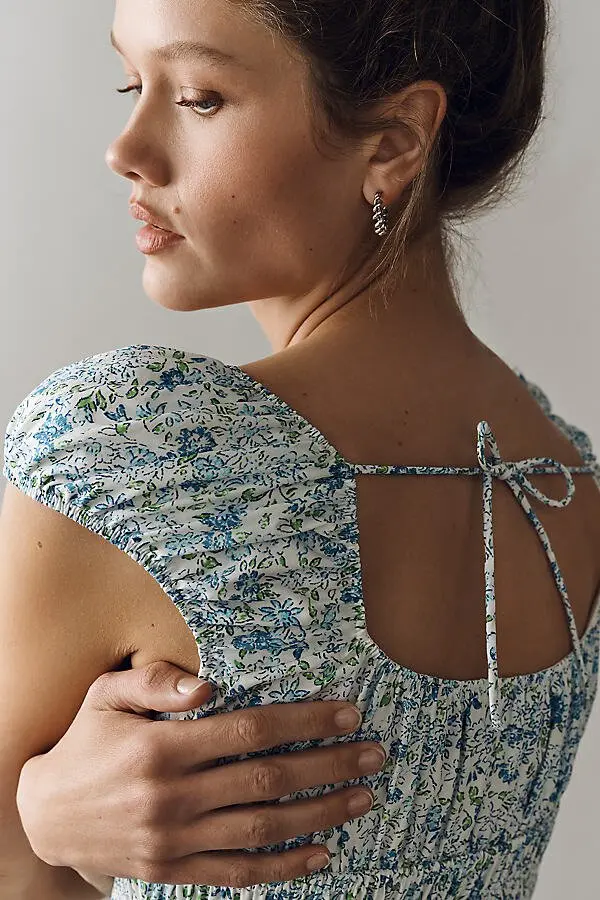 Anthropologie Cotton Smocked Mini Dress
