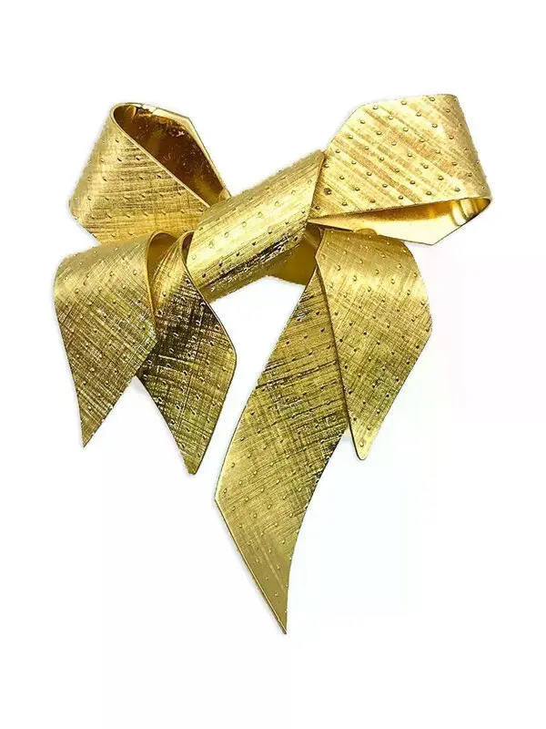 Dior 1970s Textured -tone Bow Brooch - Gold