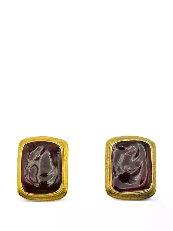 Saint Laurent 1980s Pate De Verre Clip-on Earrings - Gold