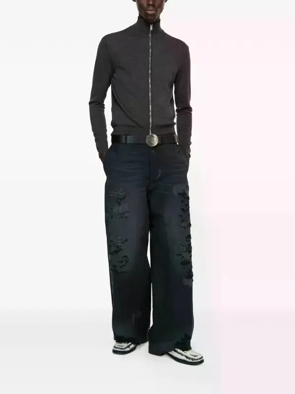 Acne Studios Mended Distressed Wide Leg Trousers