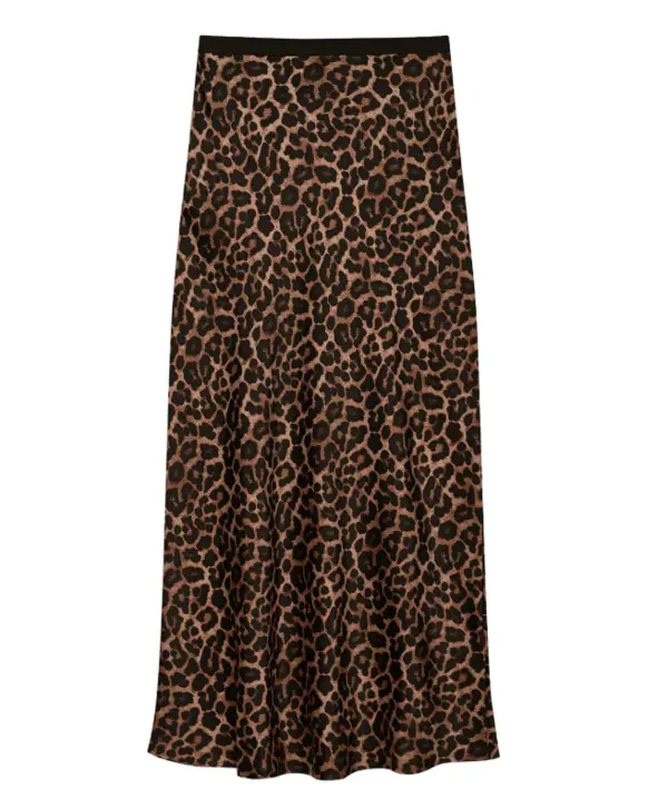 ANINE BING Printed Bar Silk Skirt - Leopard