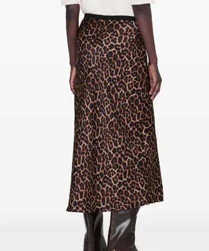 ANINE BING Printed Bar Silk Skirt - Leopard