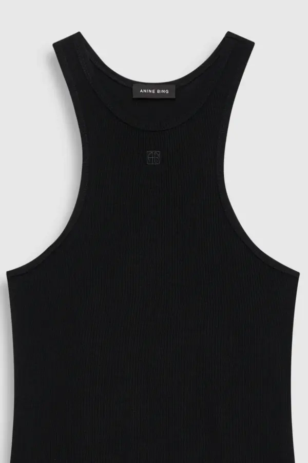 ANINE BING Cole Ribbed Racerback Mini Dress - Black