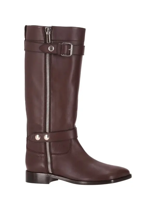 NICCOLO PASQUALETTI Obliqua Riding Calfskin Boots - Dark Brown