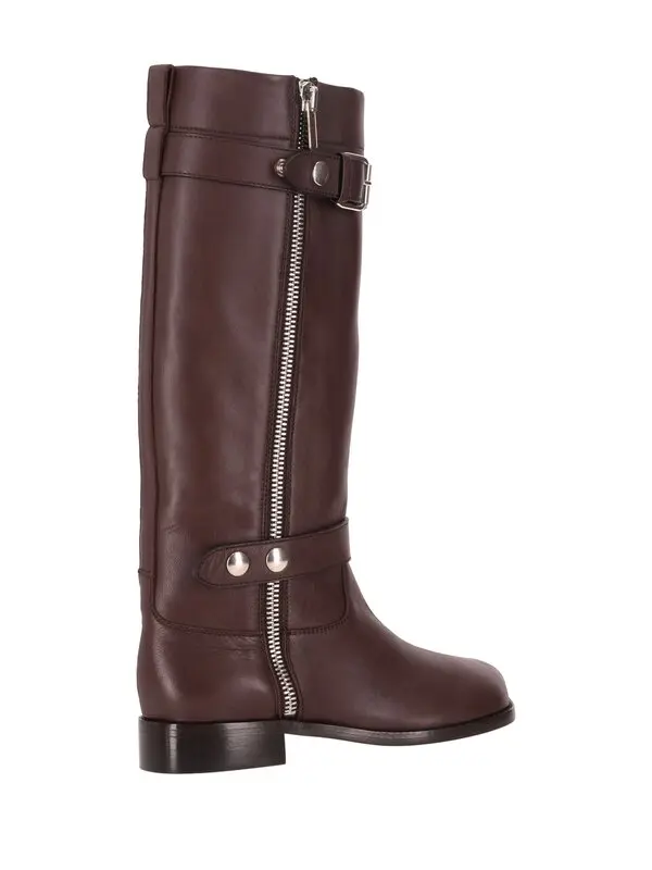 NICCOLO PASQUALETTI Obliqua Riding Calfskin Boots - Dark Brown