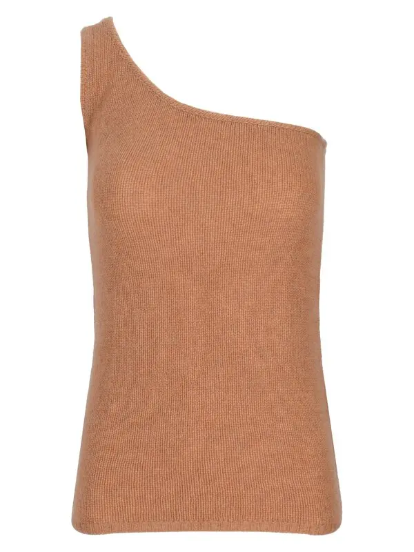 LA ROSE One Shoulder Cash Top - Camel Camel