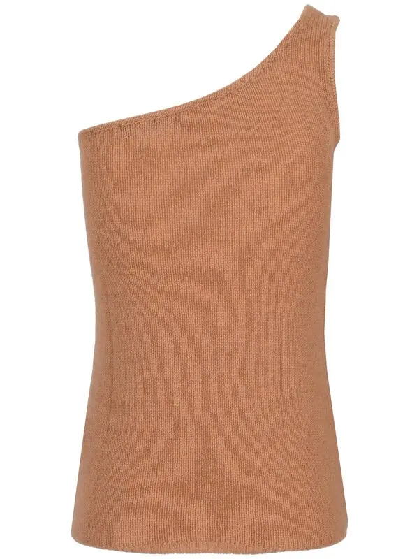 LA ROSE One Shoulder Cash Top - Camel Camel