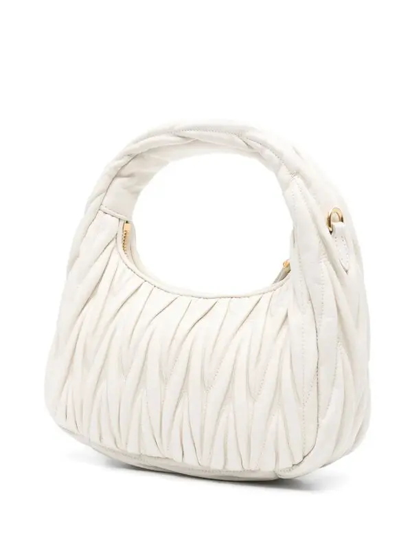 Miu Miu Matelassé Top Zip Handheld Bag - Bianco