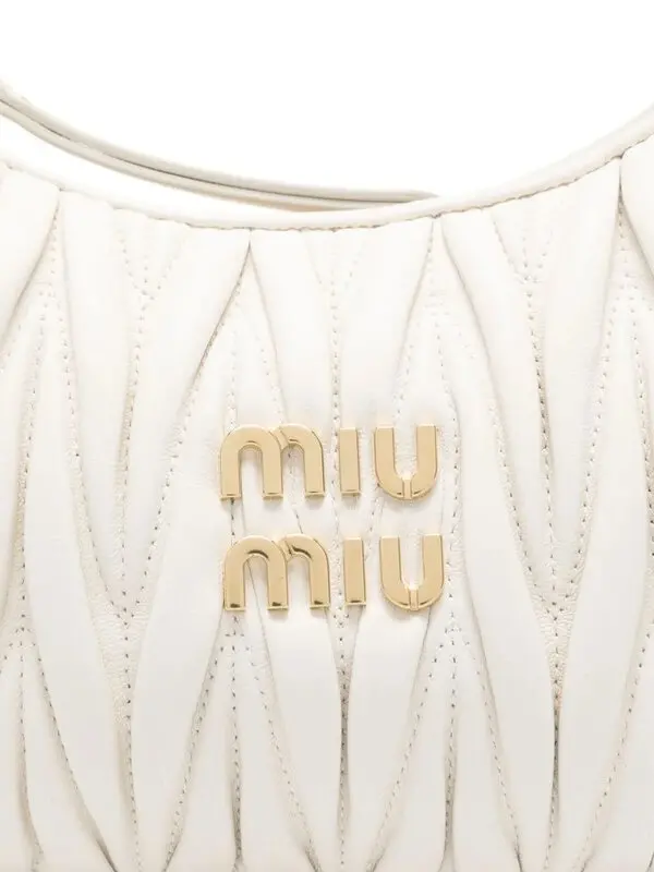 Miu Miu Matelassé Top Zip Handheld Bag - Bianco