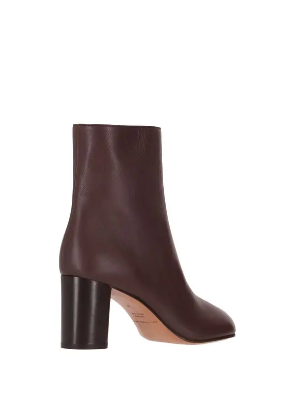 NICCOLO PASQUALETTI Obliqua Block Heel Booties In Calfskin - Dark Brown