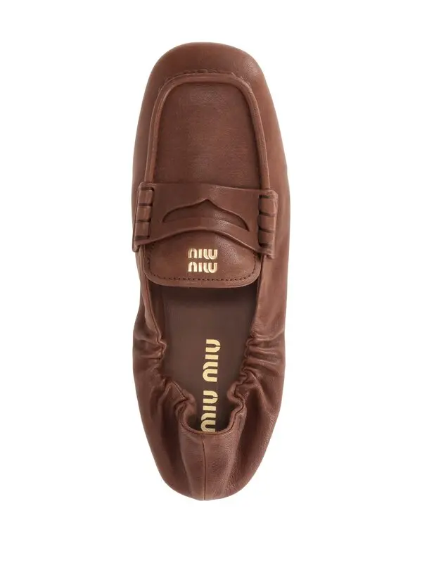 Miu Miu Gathered Leather Loafers - Rovere