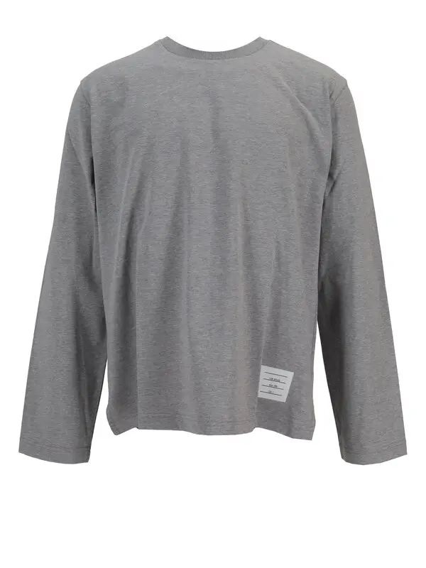 Thom Browne Oversized Long Sleeve Tee With Rwb Knit Trim