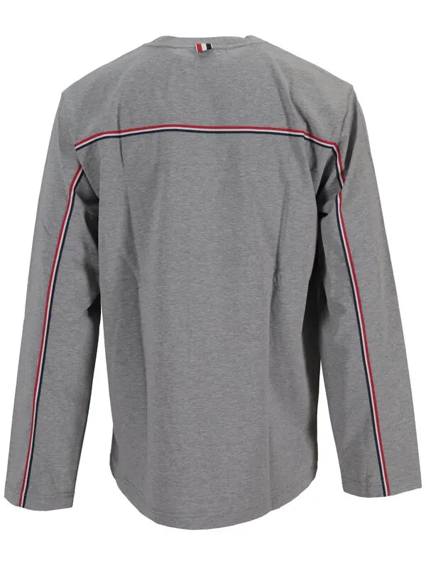 Thom Browne Oversized Long Sleeve Tee With Rwb Knit Trim