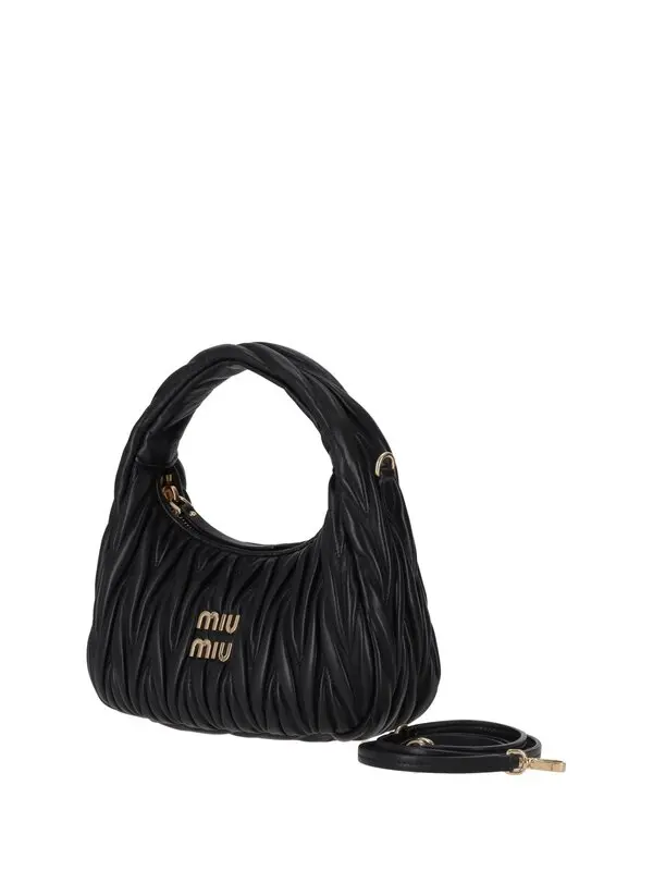 Miu Miu Quilted Leather Hobo Bag - Nero